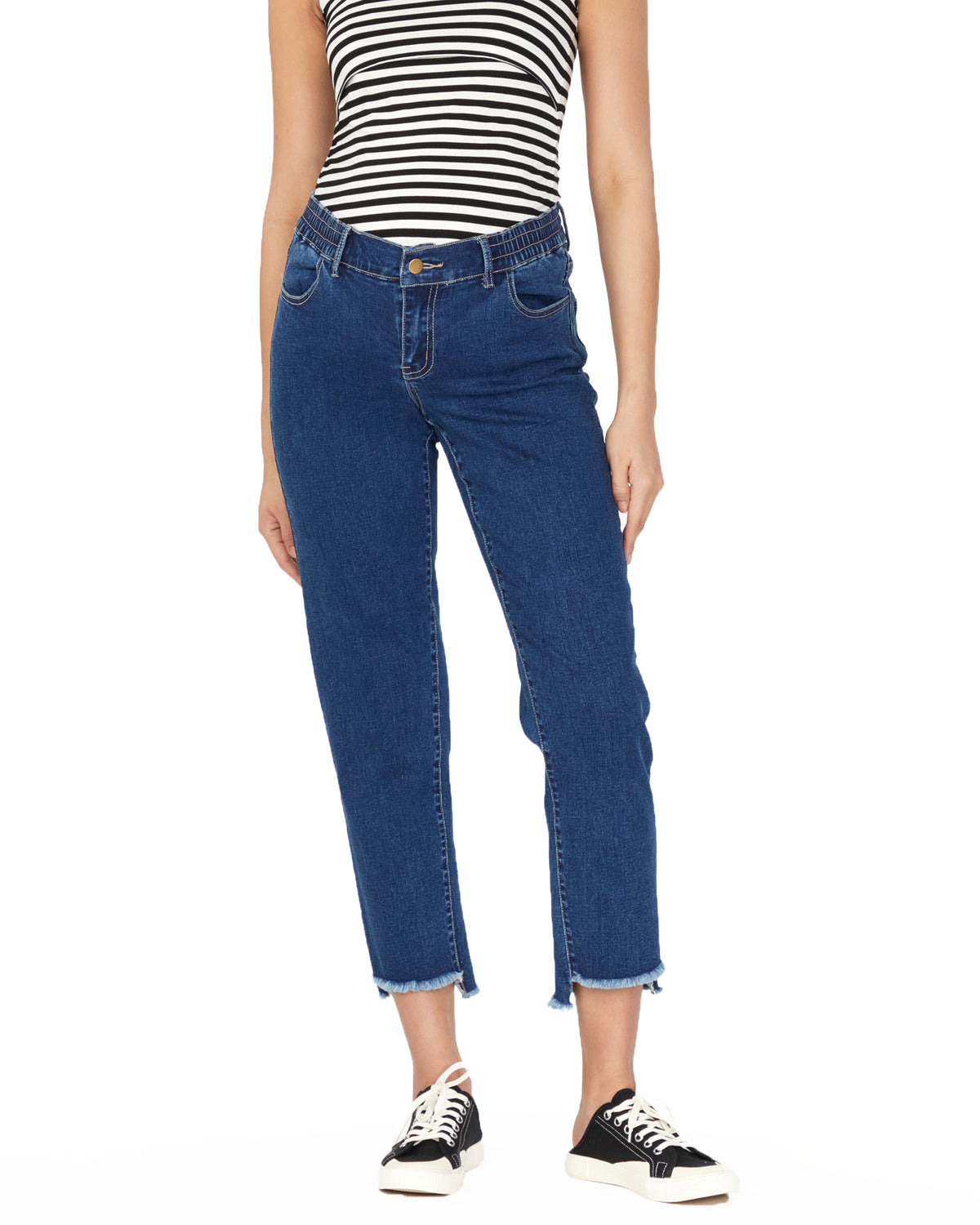 Mid Rise Slim Straight Denim Pants - Indigo
